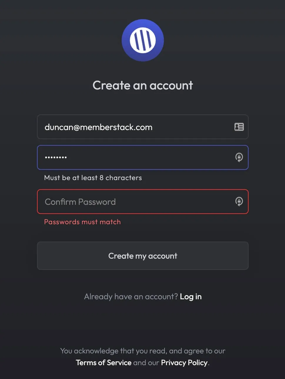 Confirm Password | Free Webflow Component